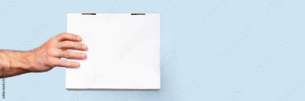 Safe delivery. Front view to delivery box in a male hand. Stock Photo ...