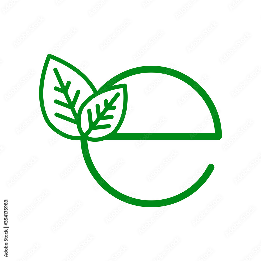 Logotipo letra e con hojas en color verde Stock Vector | Adobe Stock