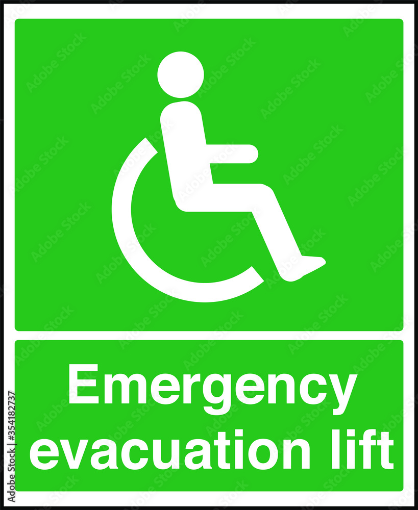 Emergency evacuation lift vector sign Stock Vector | Adobe Stock