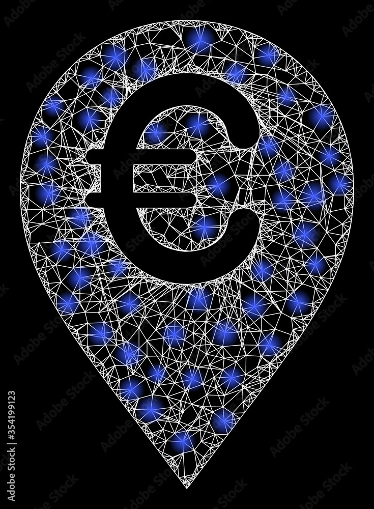 Glowing web network euro map marker with glowing spots. Illuminated ... Glowing web network euro map marker with glowing spots. Illuminated ...