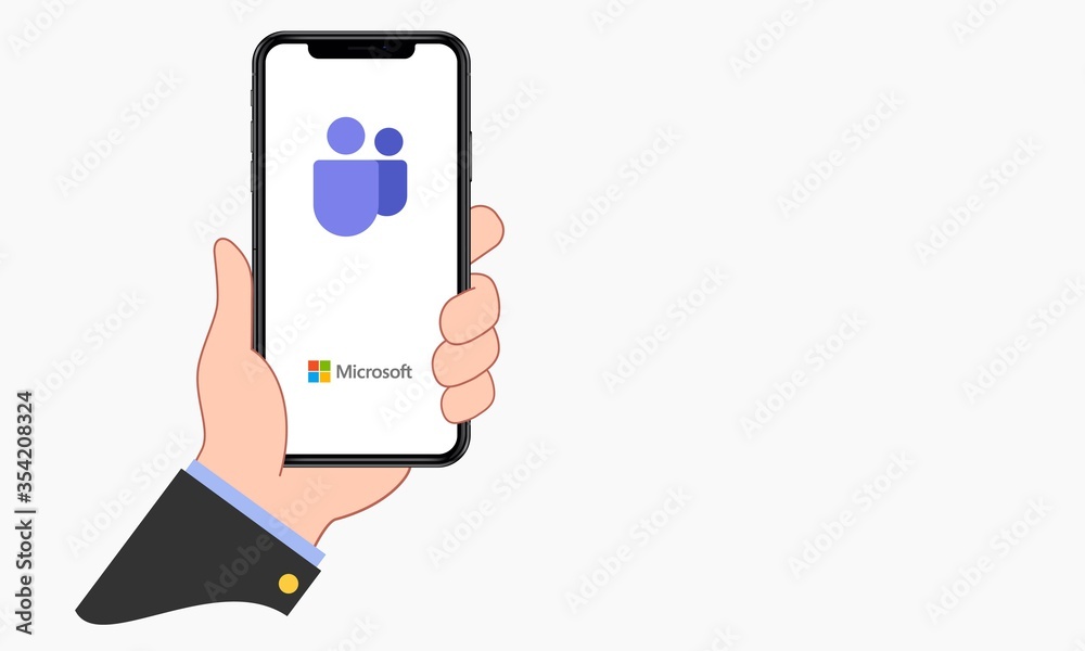Hand holding Apple iPhone with Microsoft Teams mobile application from ...