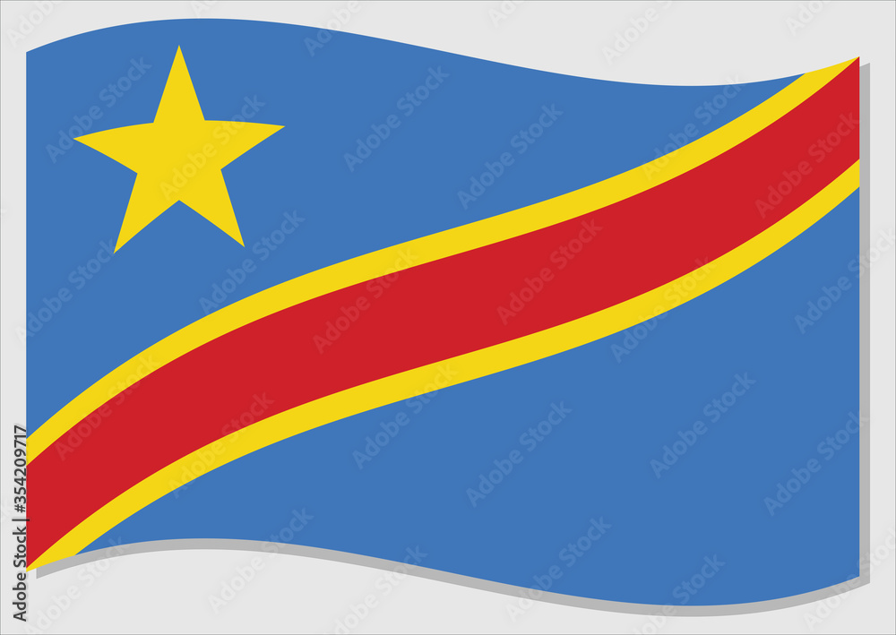 Waving flag of DRC vector graphic. Waving Congolese flag illustration ...
