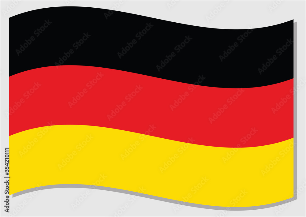 Waving flag of Germany vector graphic. Waving German flag illustration ...