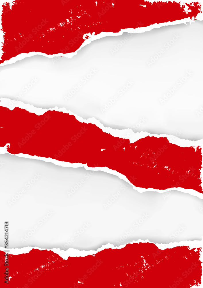 Red ripped paper. Illustration of red torn paper with two places for ...