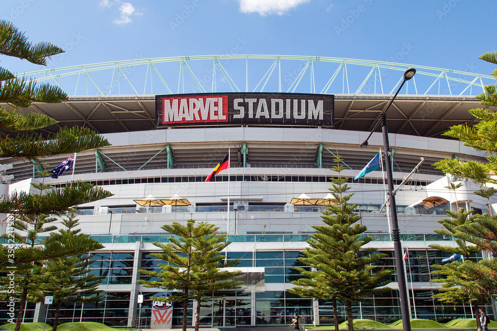 Melbourne, Australia: March 2018: Docklands Stadium also known by its ...