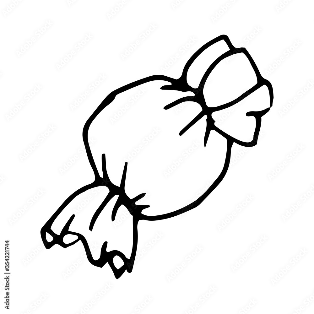 Hand drawn vector cute candy caramel. Doodle style. Black outline ...