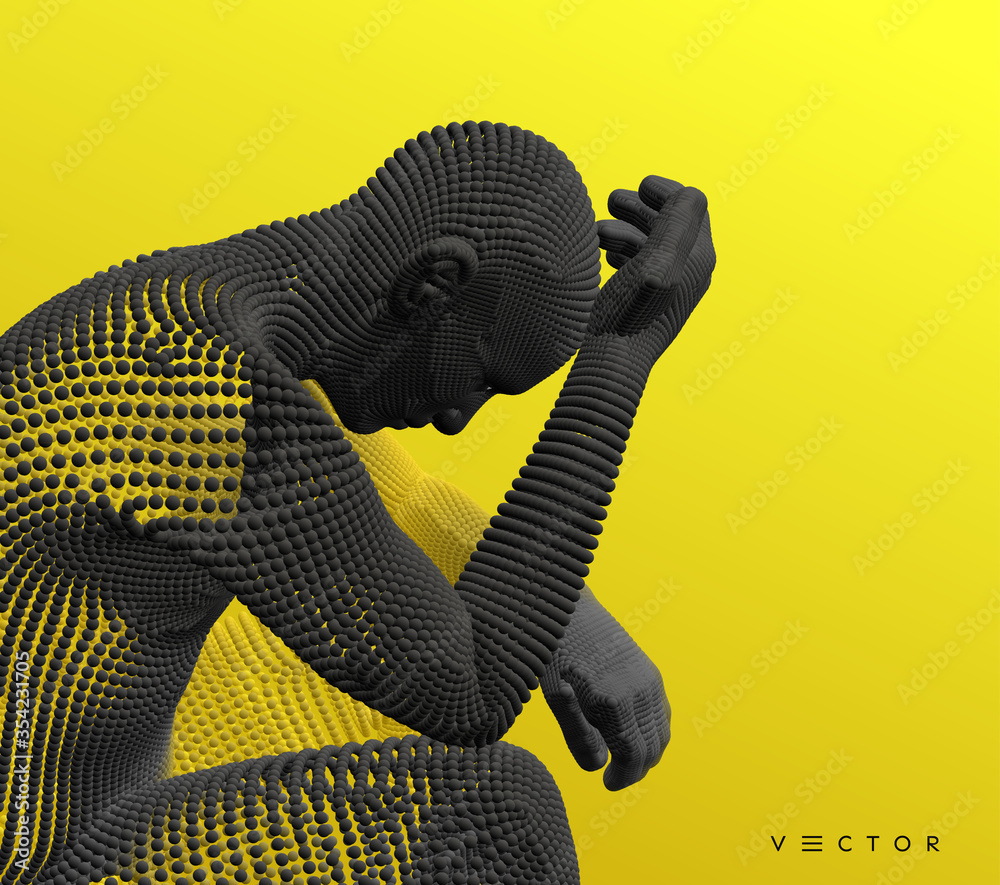 Man is thinking. Artificial intelligence concept. Digital technology ...