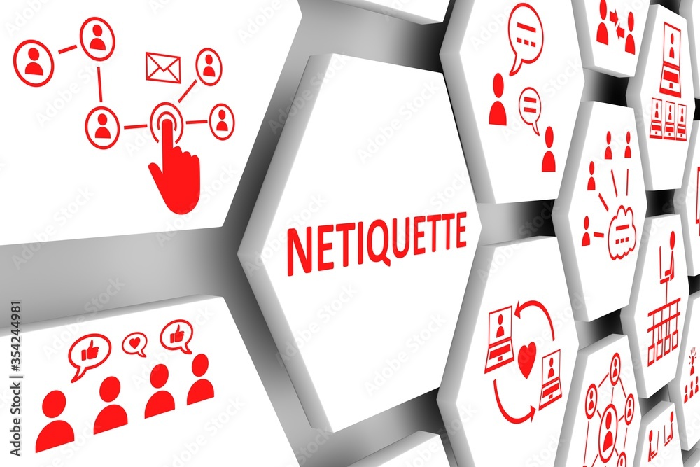 NETIQUETTE concept cell background 3d illustration Stock Illustration ...