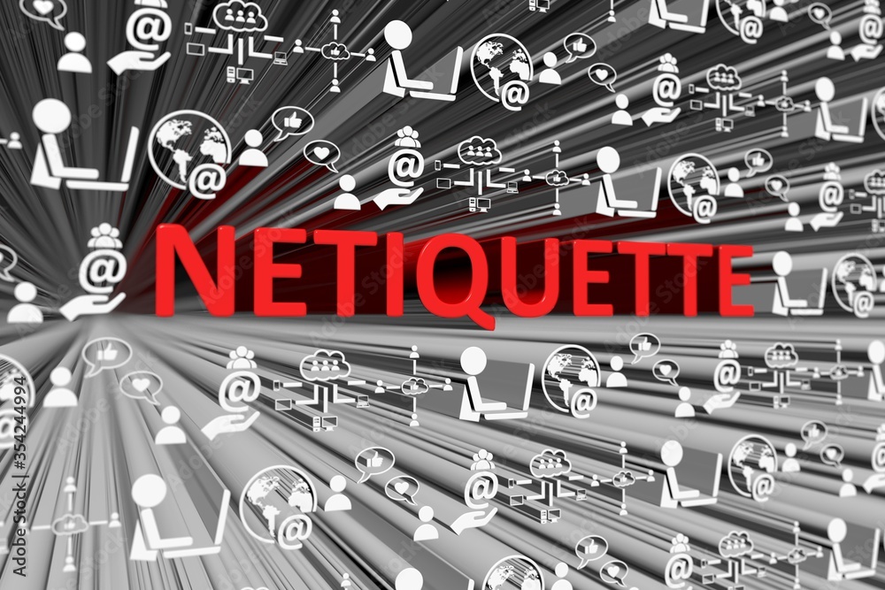 NETIQUETTE concept blurred background 3d render illustration Stock ...