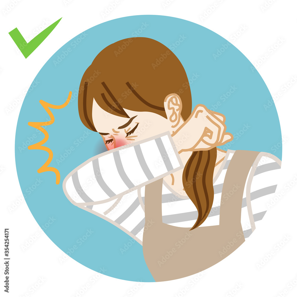 Coughing housewife covered mouth by arm - circular icon clipart Stock ...