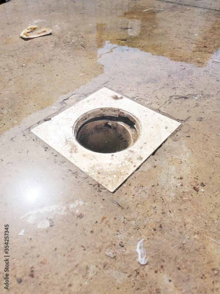 drainage hole is blocked cause of over flow rain water Stock Photo ...