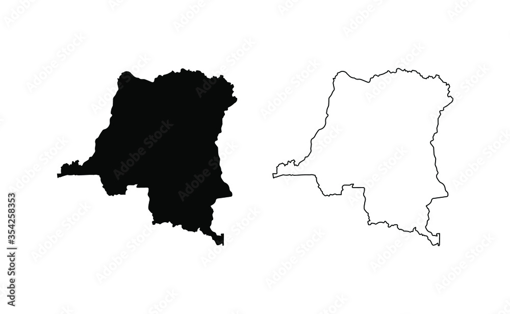 Democratic Republic of the Congo map silhouette line country Africa map ...