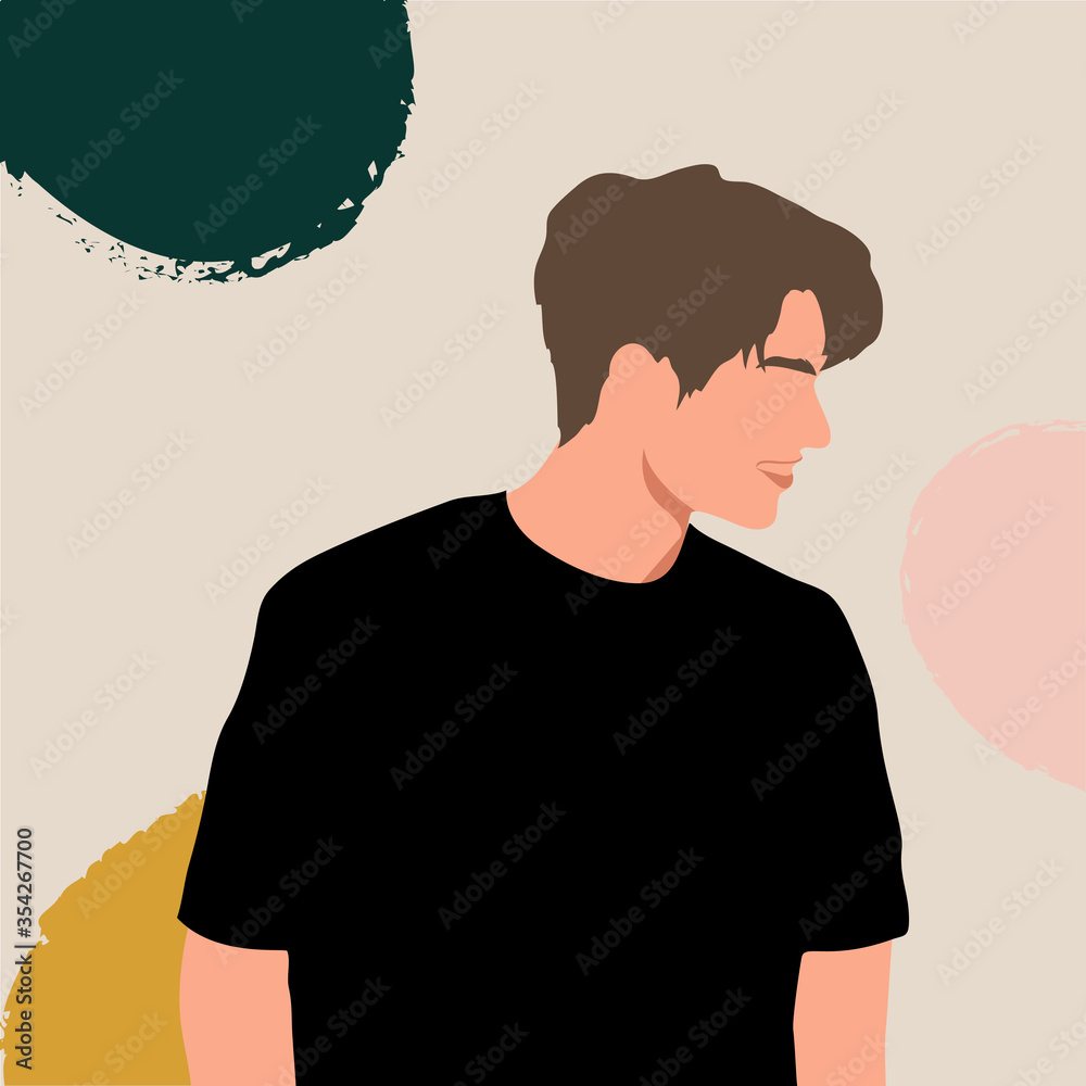 Abstract people vector. Trendy Male characters, Men portrait hand drawn ...
