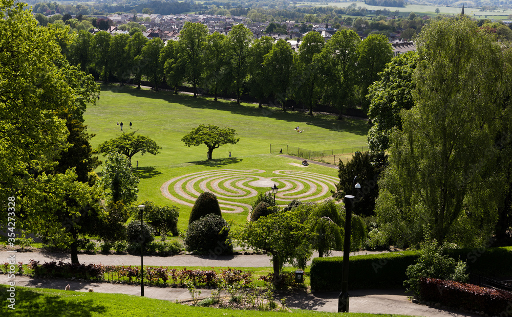 Clitheroe castle park labyrinth. Limestone maze found in a ribble ...