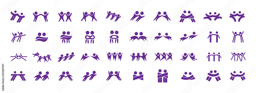 Abstract People Logo Set. Human Figure Isolated On White Background ...