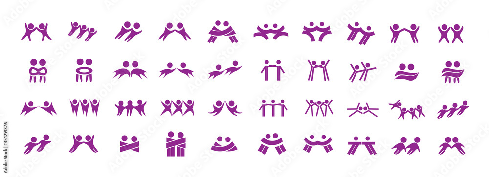 Abstract People Logo Set. Human Figure Isolated On White Background ...