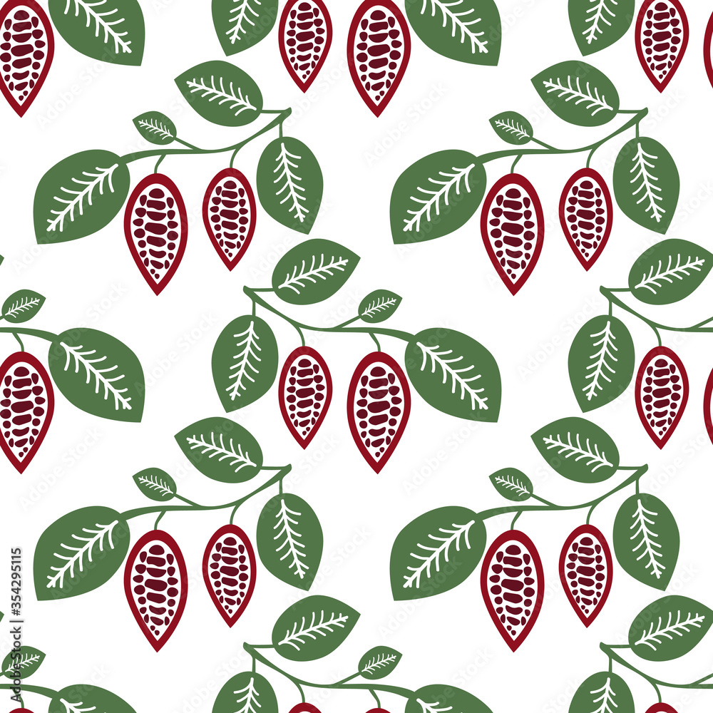Seamless cocoa branches Stock Vector | Adobe Stock