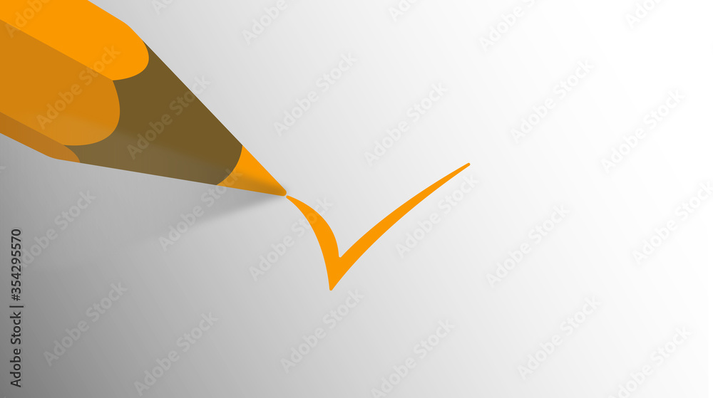 pencil drawing check mark icon Stock Illustration | Adobe Stock