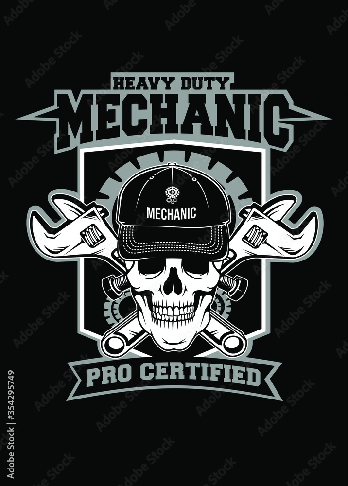 skull Mechanic Stock Vector | Adobe Stock