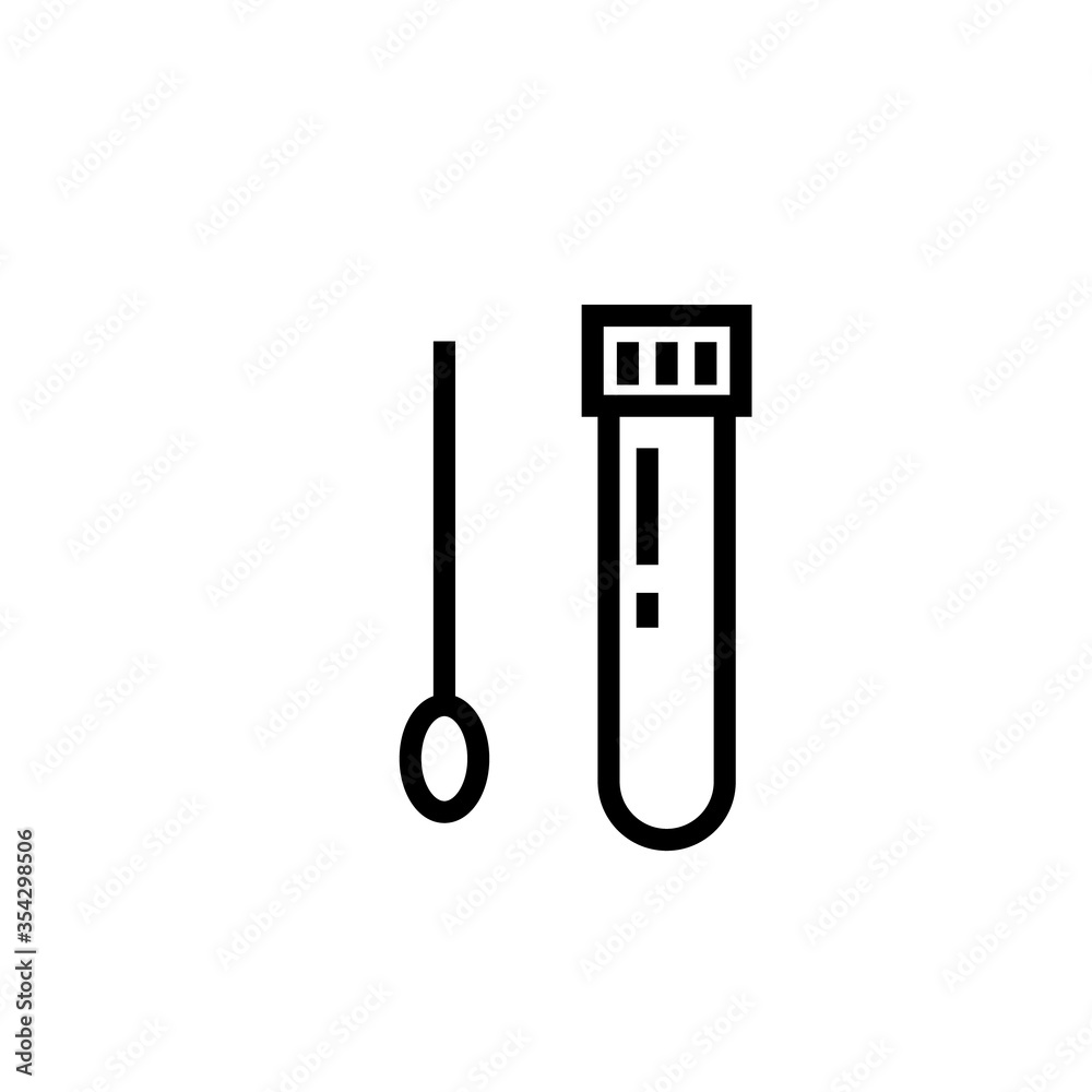 Swab test tube outline icon. Clipart image isolated on white background ...