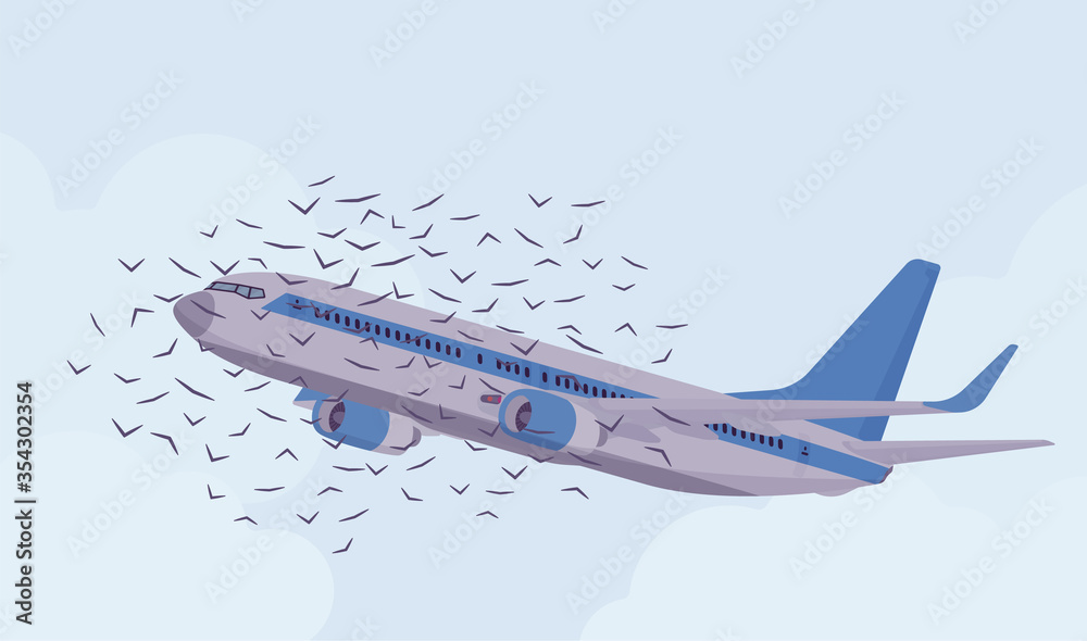 Passenger plane bird flock strike, ingestion and civil aircraft engine ...