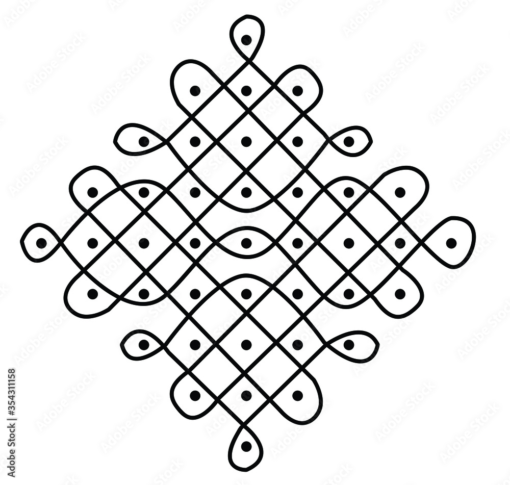Indian Traditional and Cultural Kolam or Rangoli design isolated on ...