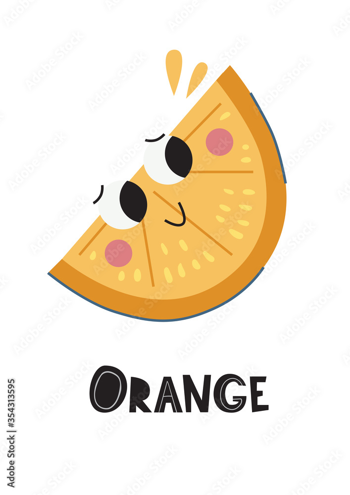 Cartoon vector orange. Flat style. Excellent for the design of ...