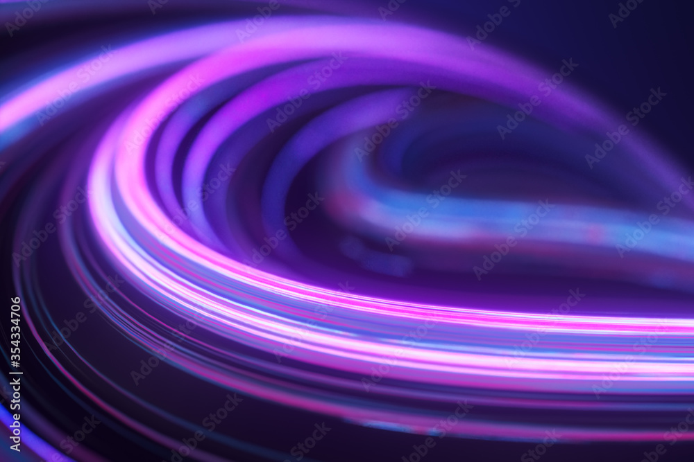 Abstract 3d illustration, rotating twisted shape, motion background ...