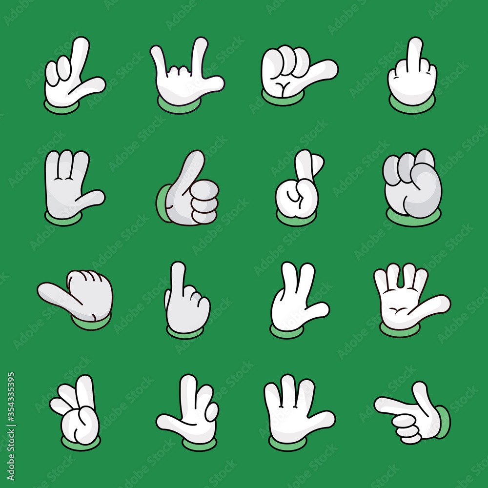 Cartoon Hands Icons Pack Stock Illustration | Adobe Stock