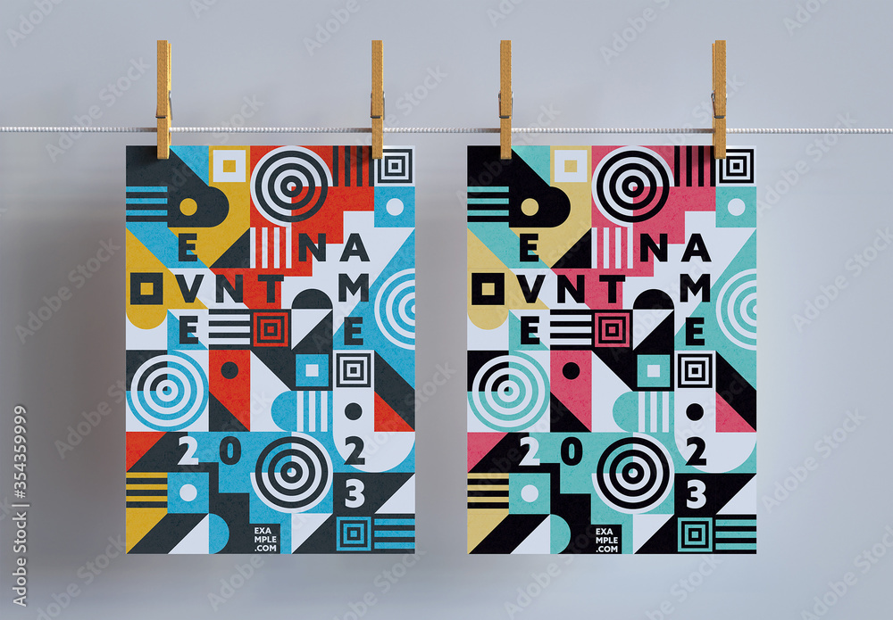 Geometric Shapes Typography Poster Layout Stock Template | Adobe Stock