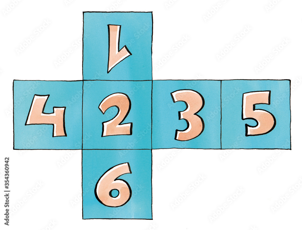 development of a die, its six faces unfolded, to cut and assemble Stock ...