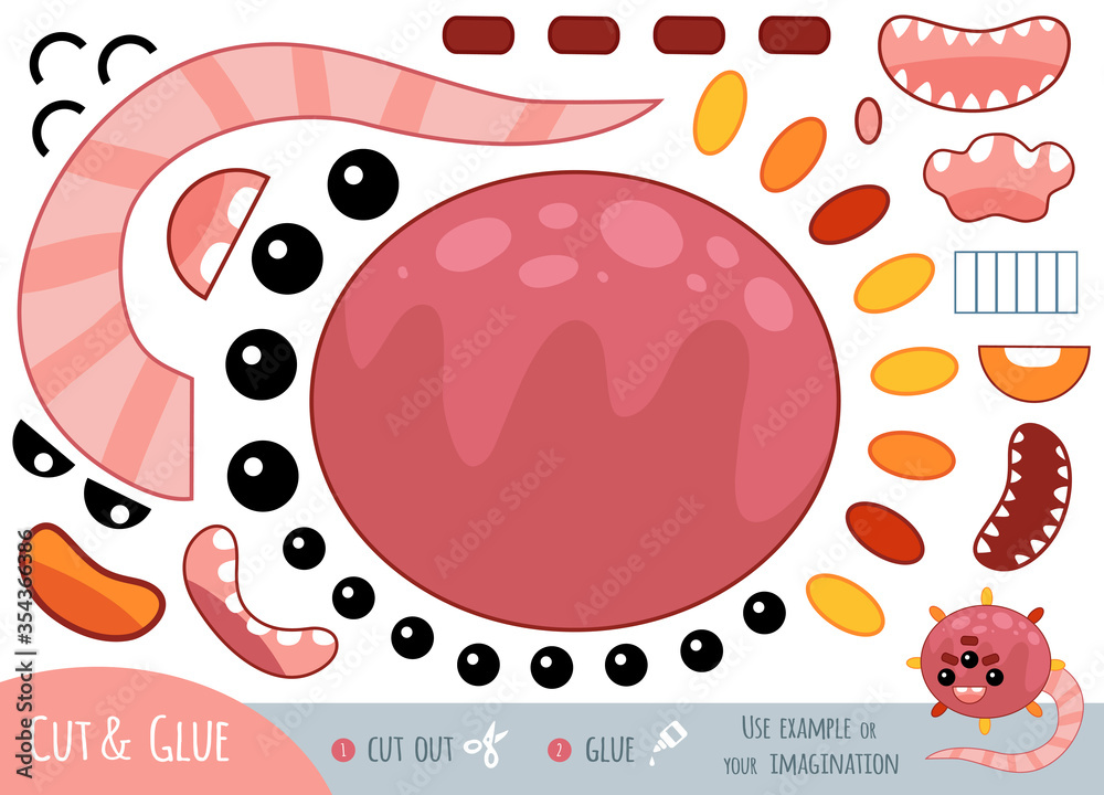 Education paper game for children, Cute bacteria and virus character ...