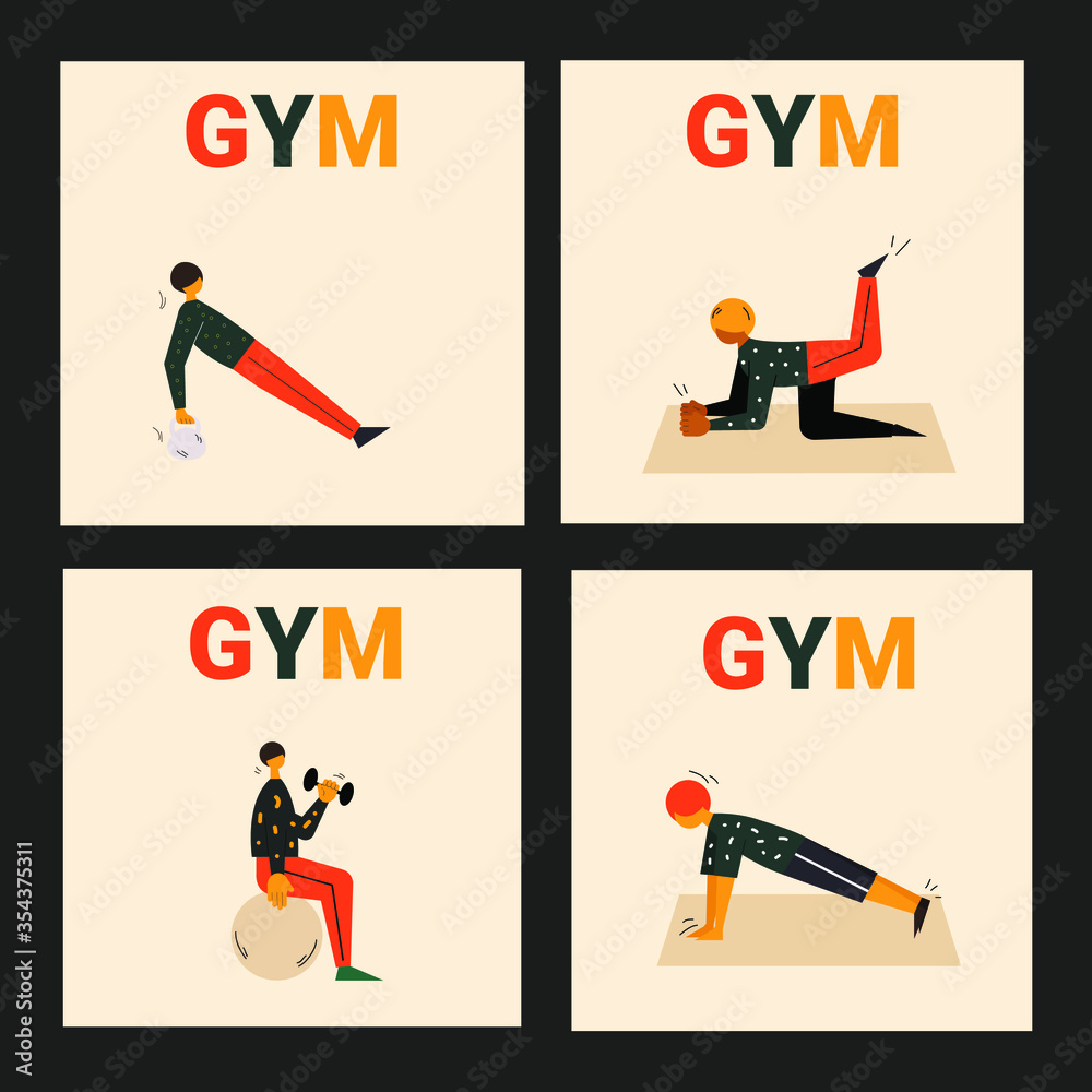 big set of illustrations with sports concept. collection of vector ...