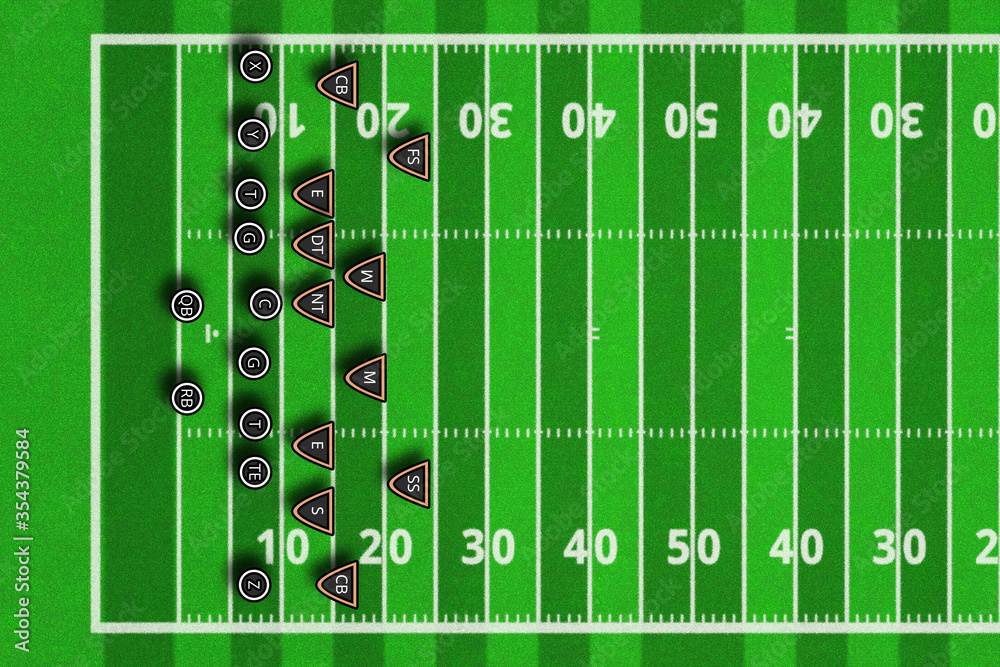 Fotka „Scheme of football game. Team play and strategy. 3d illustration ...