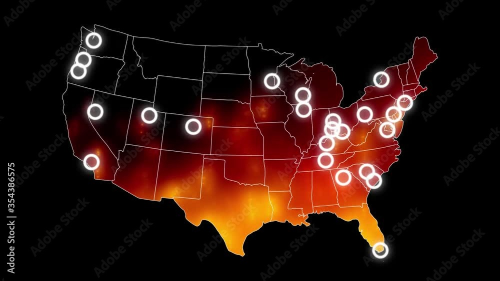 US map on fire. Places with riots shown on map. Protests spreading like ...