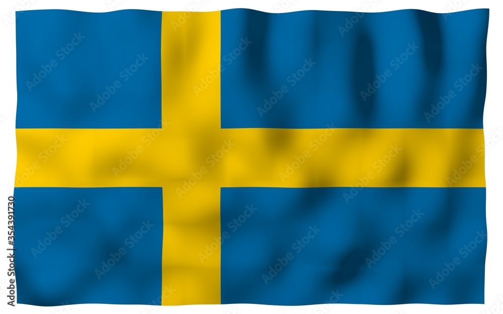 The flag of Sweden. Official state symbol of the Kingdom of Sweden. A ...