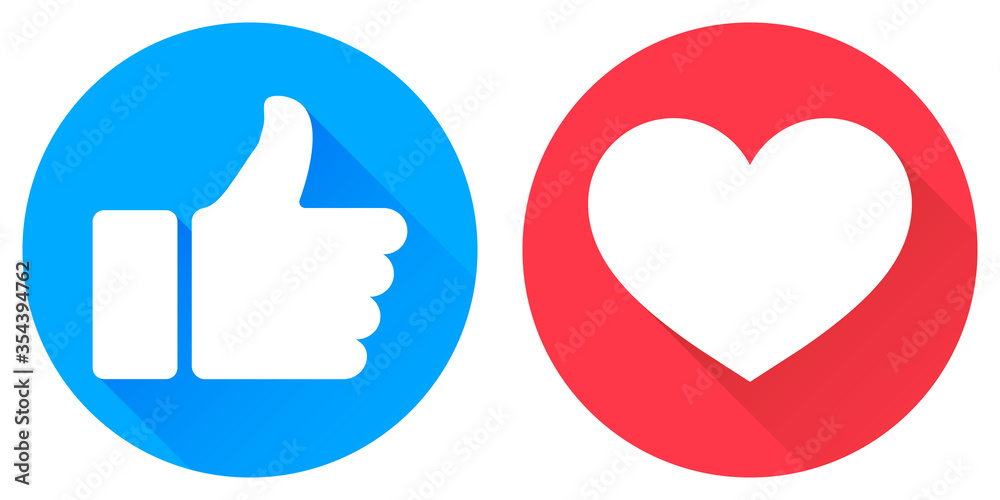Thumb up and heart icon. Vector like and love icon. Ready like and love ...
