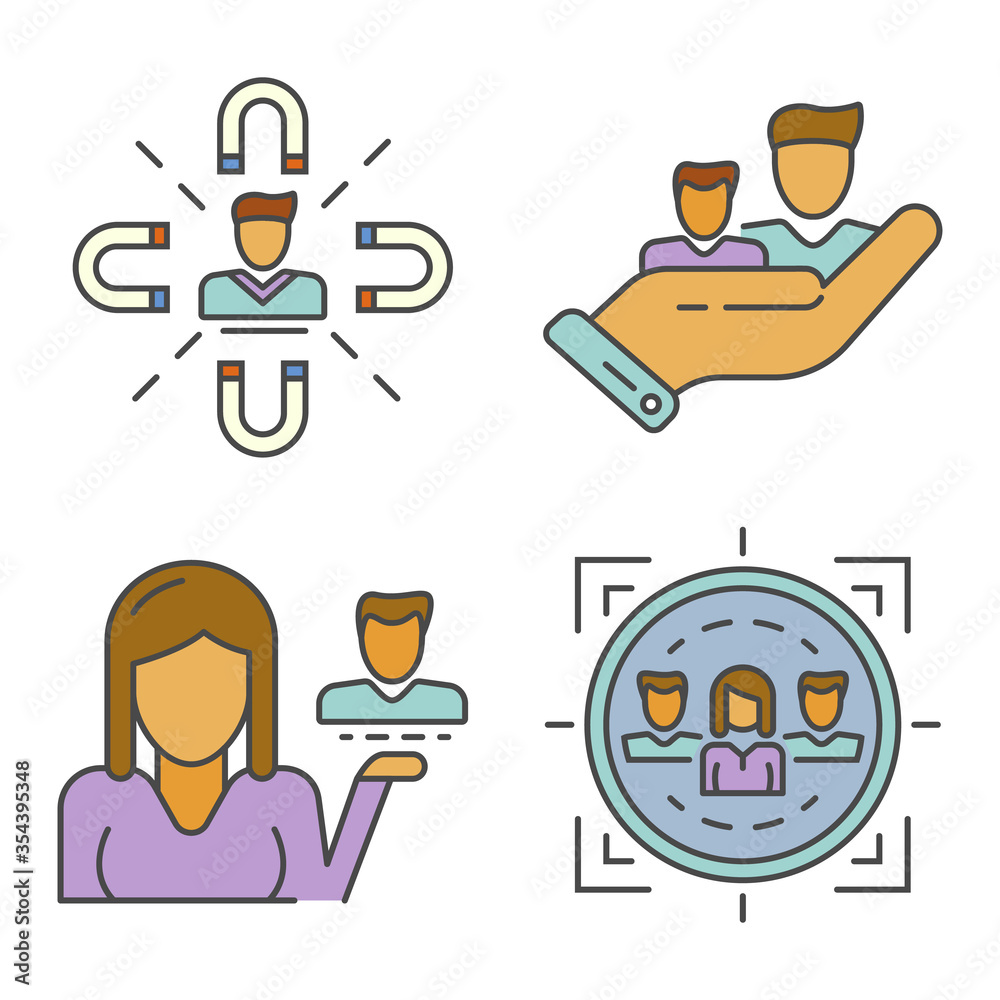 Customer retention icon set. Outline set of customer retention vector ...