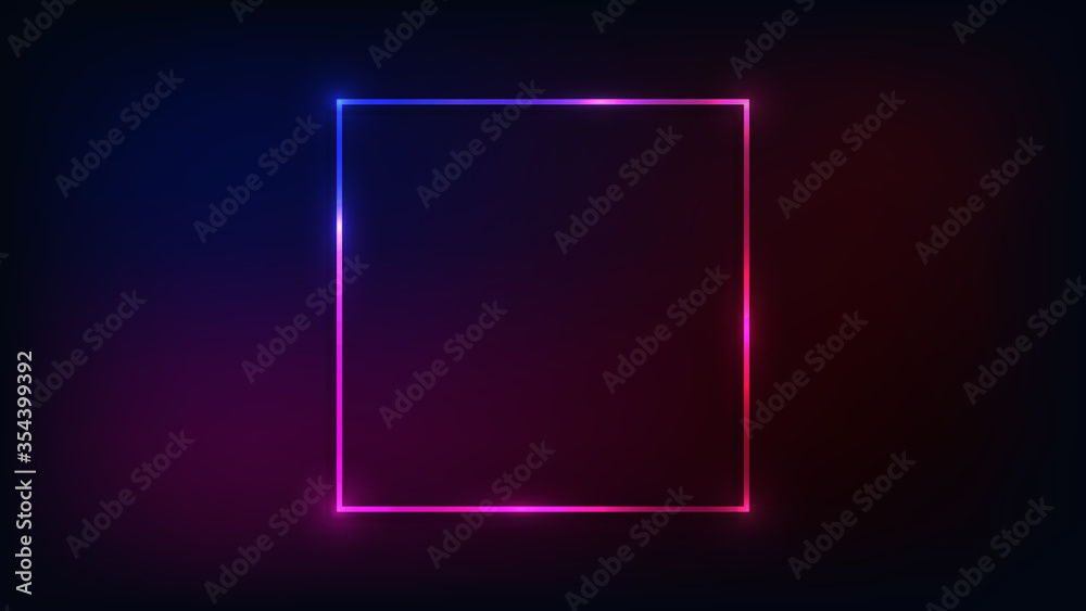 Neon square frame with shining effects Stock Vector | Adobe Stock