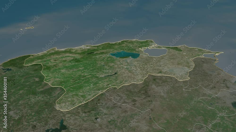 Bizerte, governorate with its capital, zoomed and extruded on the ...