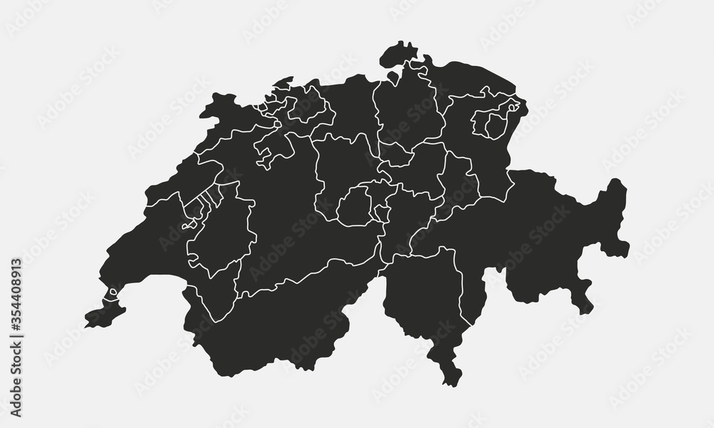 Vetor do Stock: Switzerland map with regions, cantons, states isolated ...