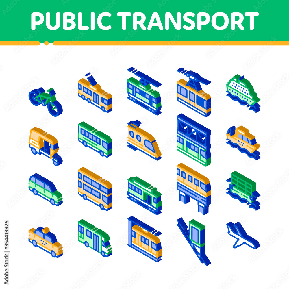 Public Transport Vector Icons Set. Isometric Trolleybus And Bus ...