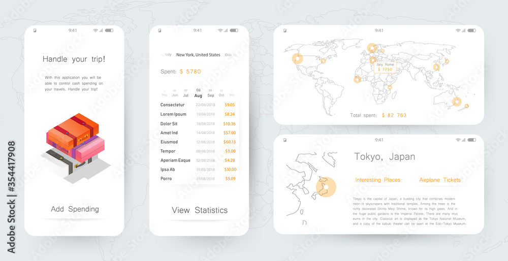 Travel trip advertising widget mobile app smartphone design template ...