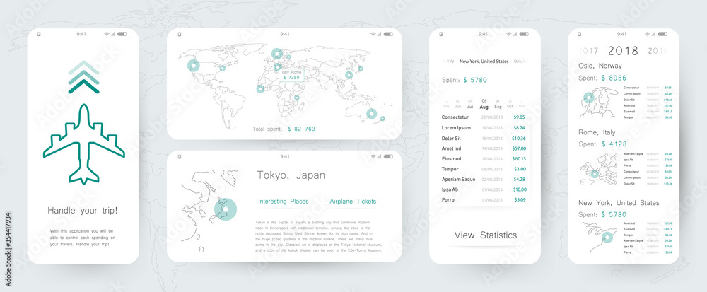 Travel trip advertising widget mobile app smartphone design template ...