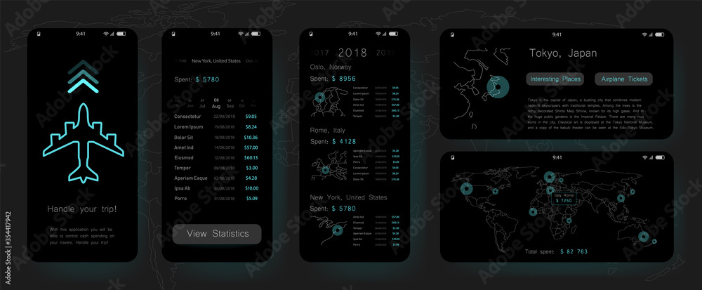 Travel trip advertising widget mobile app smartphone design template ...