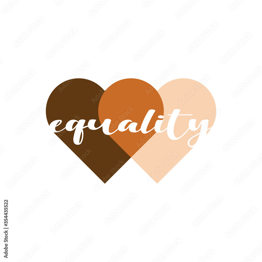 Fototapeta Equality heart vector illustration. No racism, black lives ...