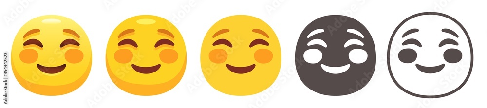 Cute smiling emoji. Happy face with flushed cheeks, cheerful ...