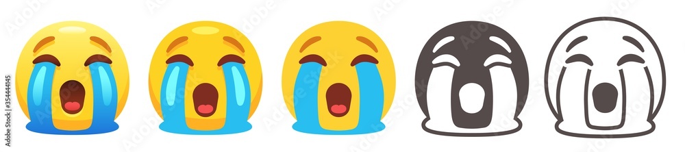 TT crying emoji. Loudly crying yellow face, river of tears and sob ...