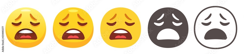 Vecteur Stock Distraught emoji. Weary yellow face with closed eyes ...