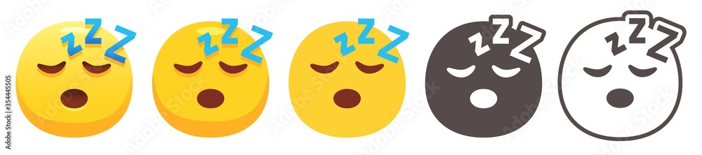 Zzz emoji. Sleeping yellow face with eyes closed and asleep z sound ...